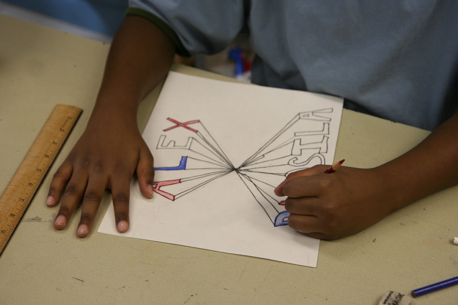 Splish Splash Splatter: One-Point Perspective Name Drawings
