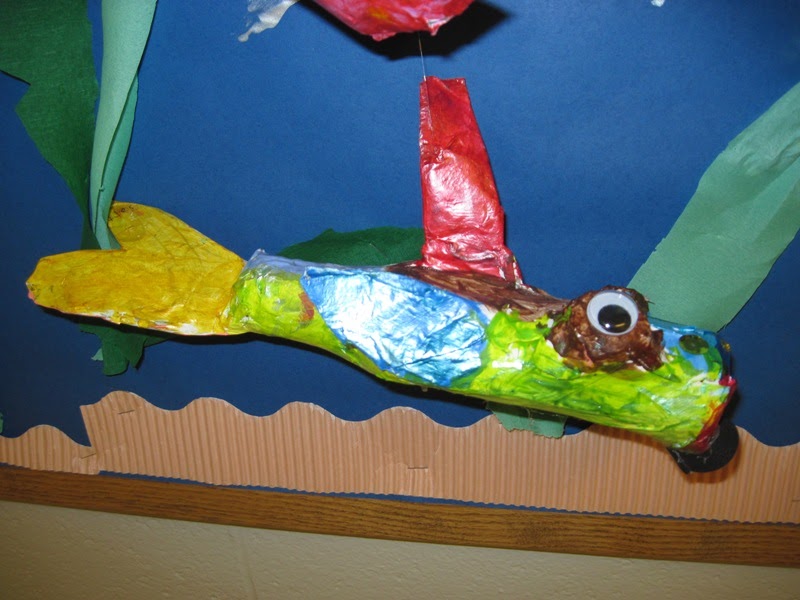 There's a Dragon in my Art Room: Papier-Mache "Funky Fish" by 3rd grade