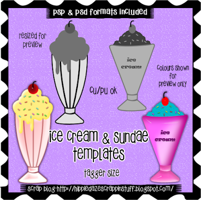 Hippiedaze Scrappin' Stuff: Ice Cream & Sundae Templates