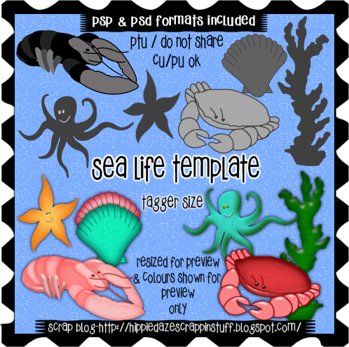 Hippiedaze Scrappin' Stuff: Sea Life Templates