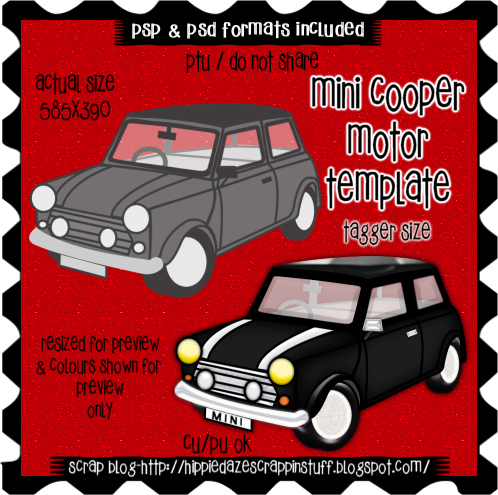 Hippiedaze Scrappin' Stuff: Mini Cooper Motor Template