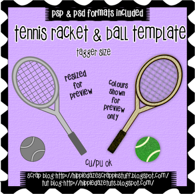 Hippiedaze Scrappin' Stuff: Tennis Racket & Ball Template