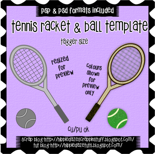 Hippiedaze Scrappin' Stuff: Tennis Racket & Ball Template