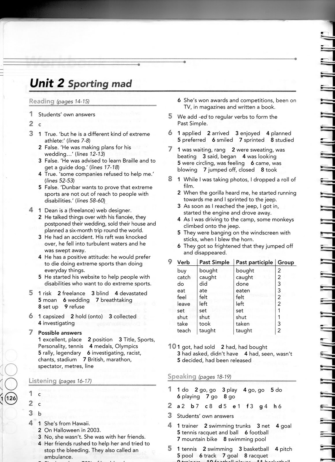 English For U: WORKBOOK ANSWER KEY UNIT 2 (BAT1) English For U: WORKBOOK ANSWER KEY UNIT 2 (BAT1)
