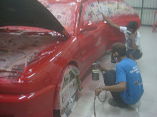 Kuacie Airbrushing: Proton Wira GSR (ferrari red + diamond effect)