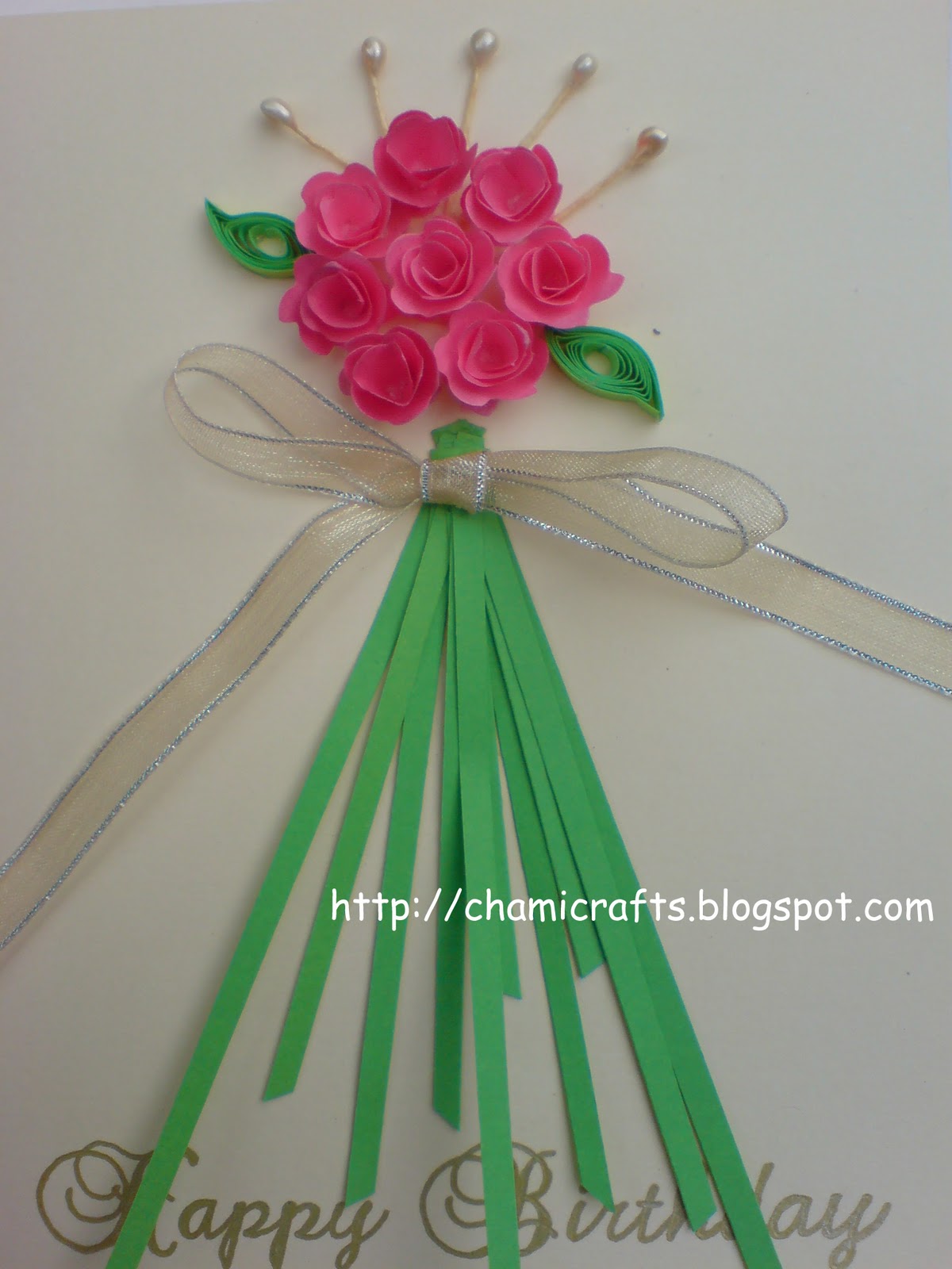 Chami Crafts - Handmade Greeting Cards: Spiral rose bouquet..
