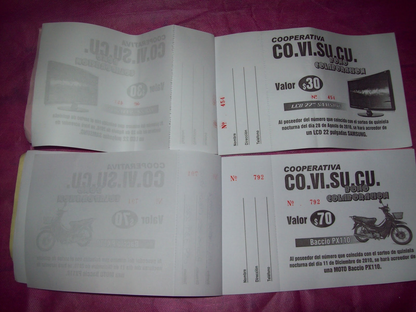 COVISUCU FLORIDA: Talonarios de bonos colaboracion realizados por la ...