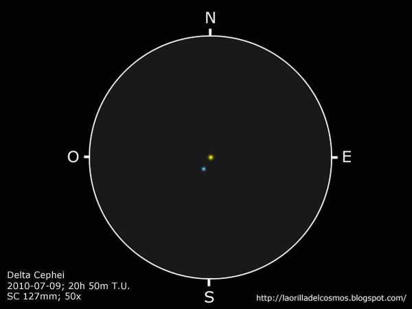 La orilla del Cosmos: Delta Cephei - Variable y doble en Cepheus