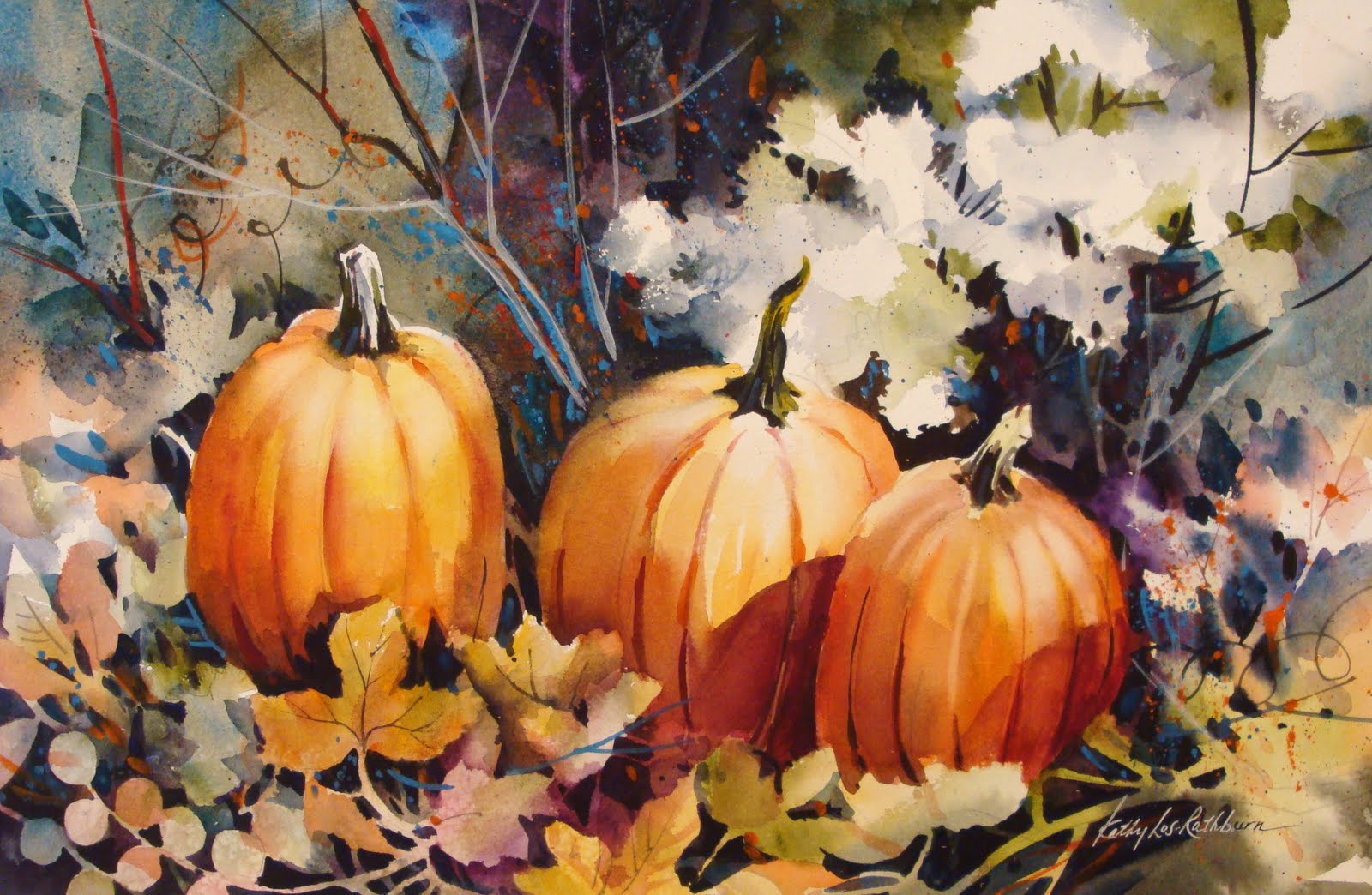 Kathy Los-Rathburn, watercolorist: Pumpkins
