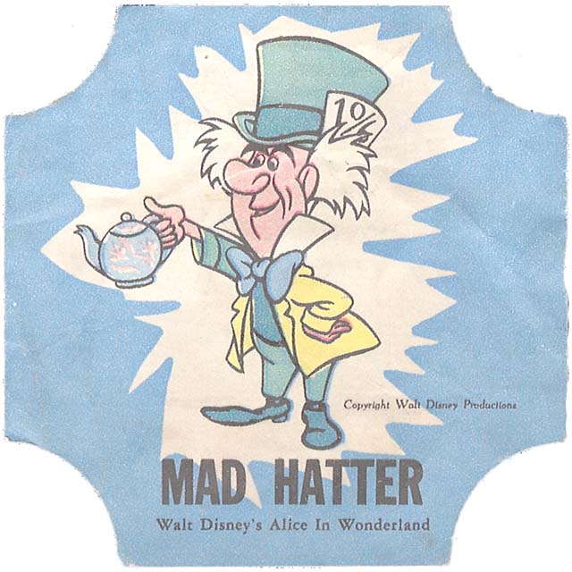 Vintage Disney Alice in Wonderland: NBC Bread End Seal Label - Mad Hatter