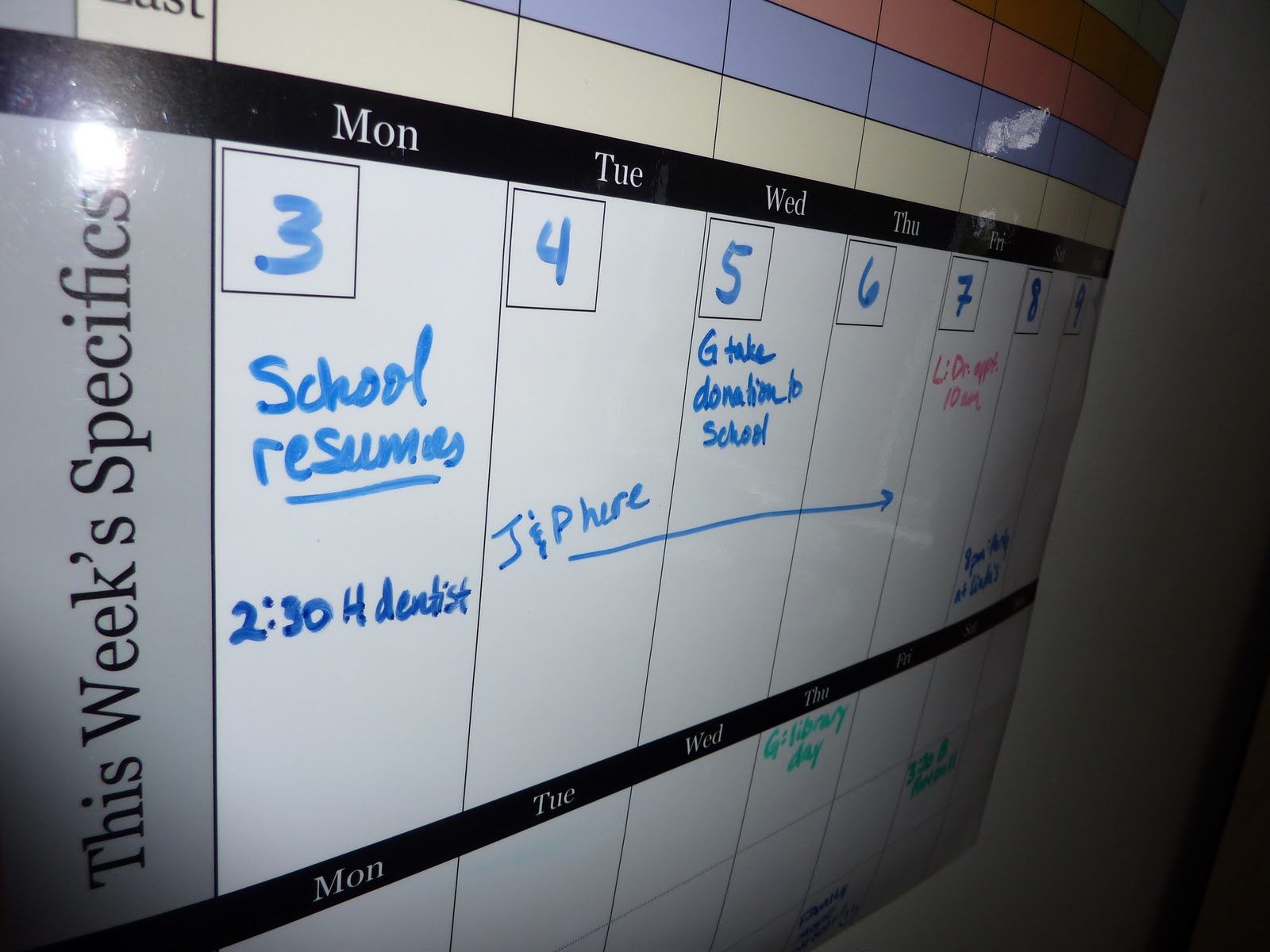 Plannerisms: WeekDate White wipe-off wall planner