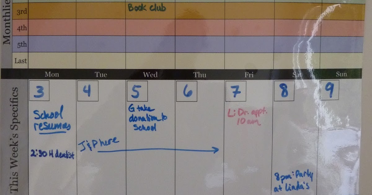 Plannerisms: WeekDate White wipe-off wall planner