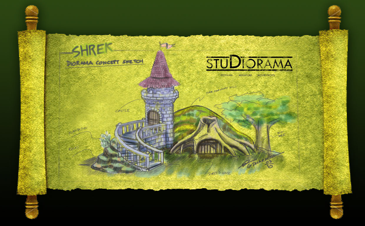 stuDiorama: SHREK Diorama conceptual sketch