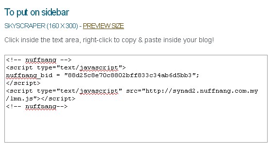 Cara Pasang Iklan Nuffnang Statik - mia suka berangan™