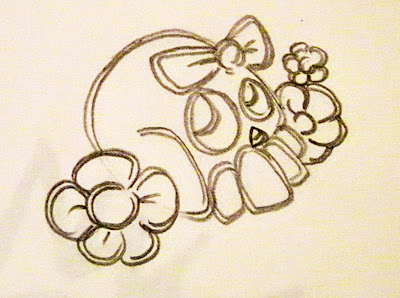 365-skulls: Skull # 118 girly skull sketch