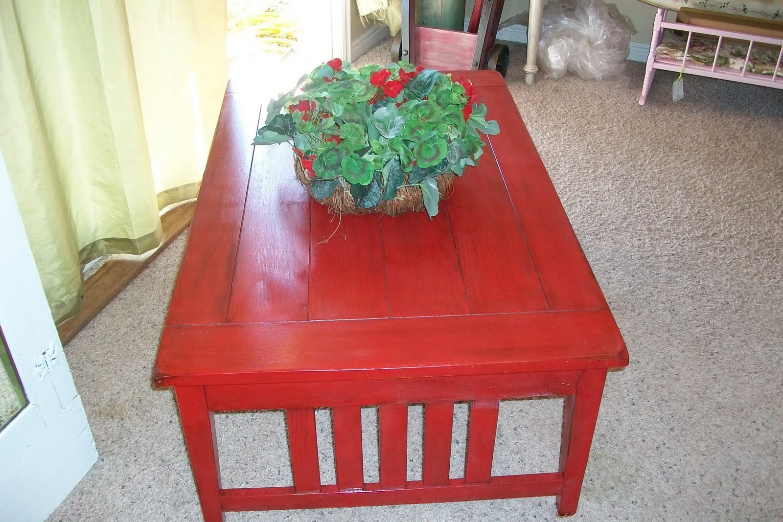 Ary Ann's Place: Red Mission Style Coffee Table - SOLD
