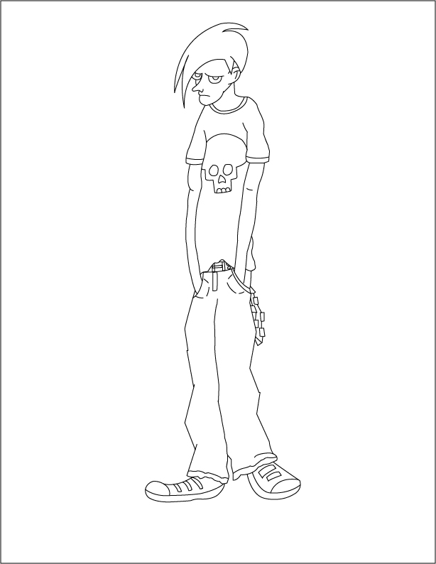 Gallery 91 Inc.: Teen emo character drawing: Outline