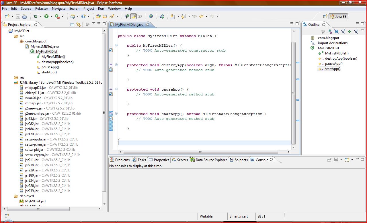 Mobile Applications: Develop first J2ME application using EclipseME