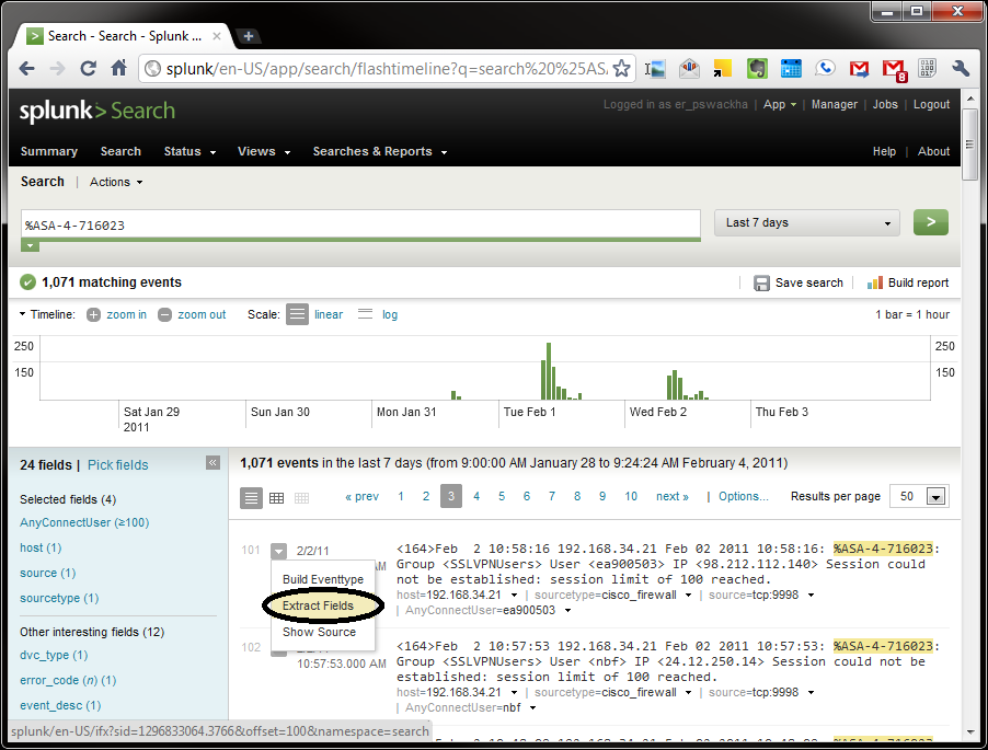 SwackNet: Splunk Field Extraction and Report for Cisco AnyConnect VPN ...