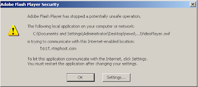 NOTICE: Adobe Flash Media Player has stopped a potentially unsafe operation