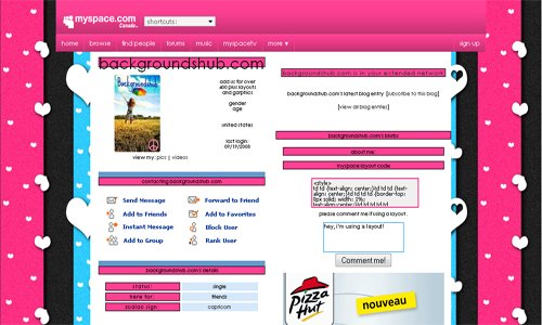 glitter graphic layout: unique myspace layout