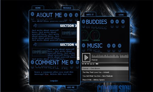 glitter graphic layout: unique myspace layout
