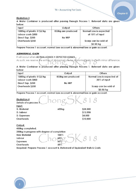 Jessy Chong (JC): Chapter 8 Process Costing (Questions)