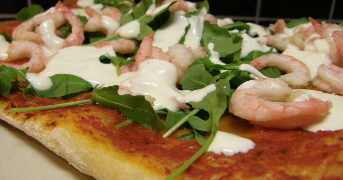 SMASKENS.NU: Vår pizza med räkor, ruccola och min mans specialsås