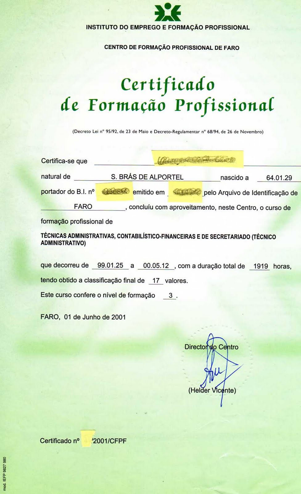 MEDRA PROL: O I.E.F.P. não reconhece a Actividade Técnica Administrativa?