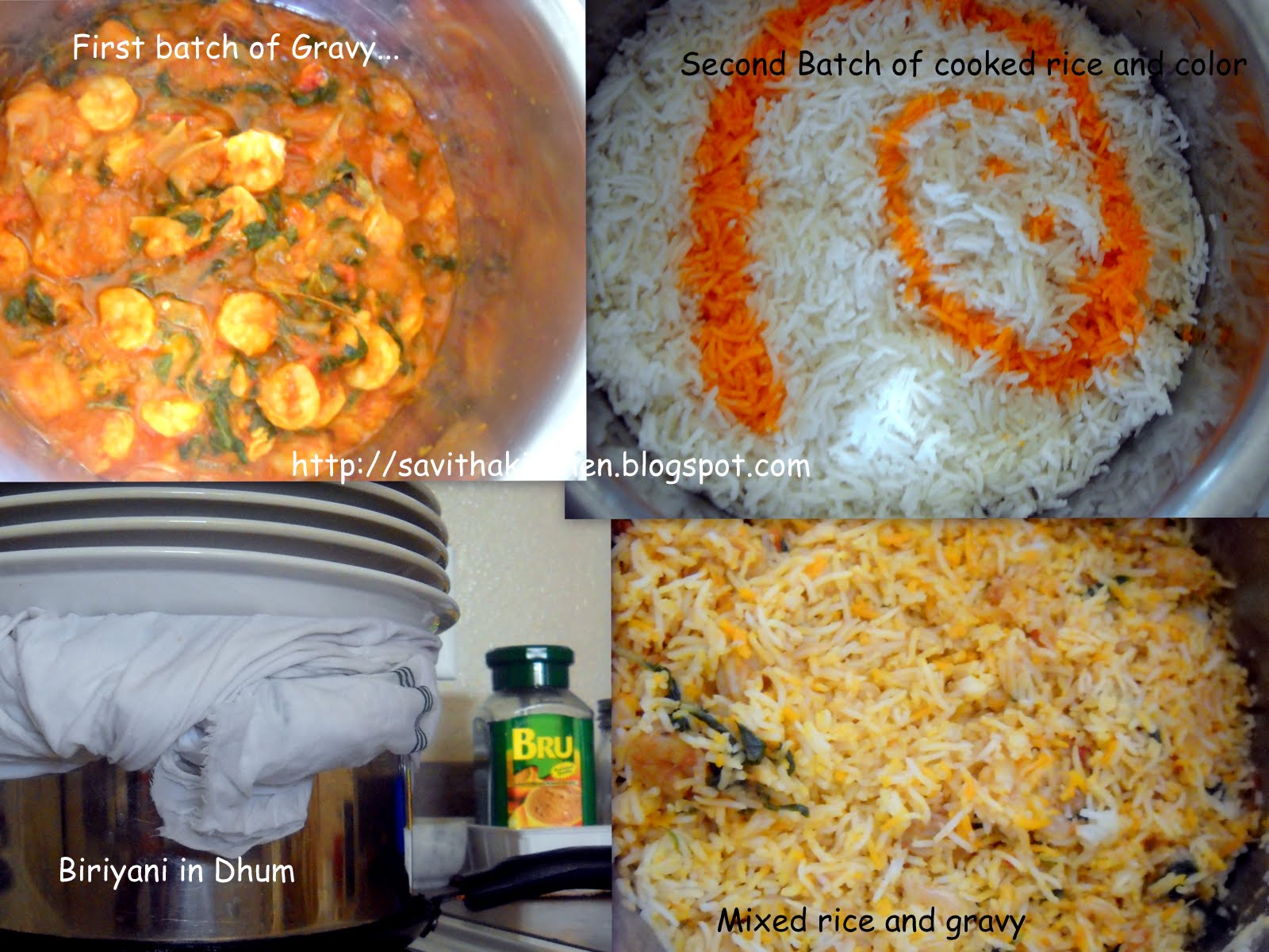 Savitha's Kitchen: Dhum - Hyderabadi (Shrimp) Biriyani - Shrimp Biriyani