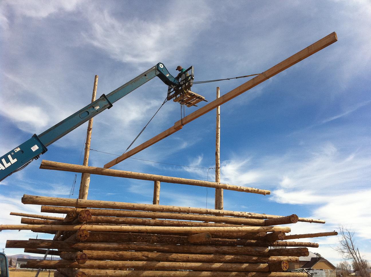 Our Log Home Journey: Setting the Ridge Pole, and rafters