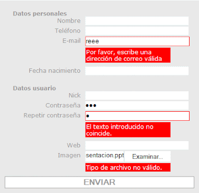sin programar: Comprobar y validar formularios con jQuery