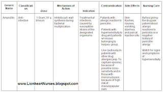 Lionheart Nurses Blog: Drug Study : Ampicillin