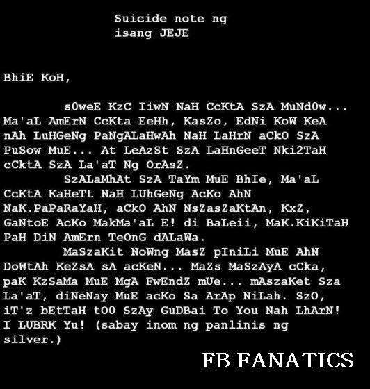 FaceBook Fan Pages: A Jejemon's Suicide note