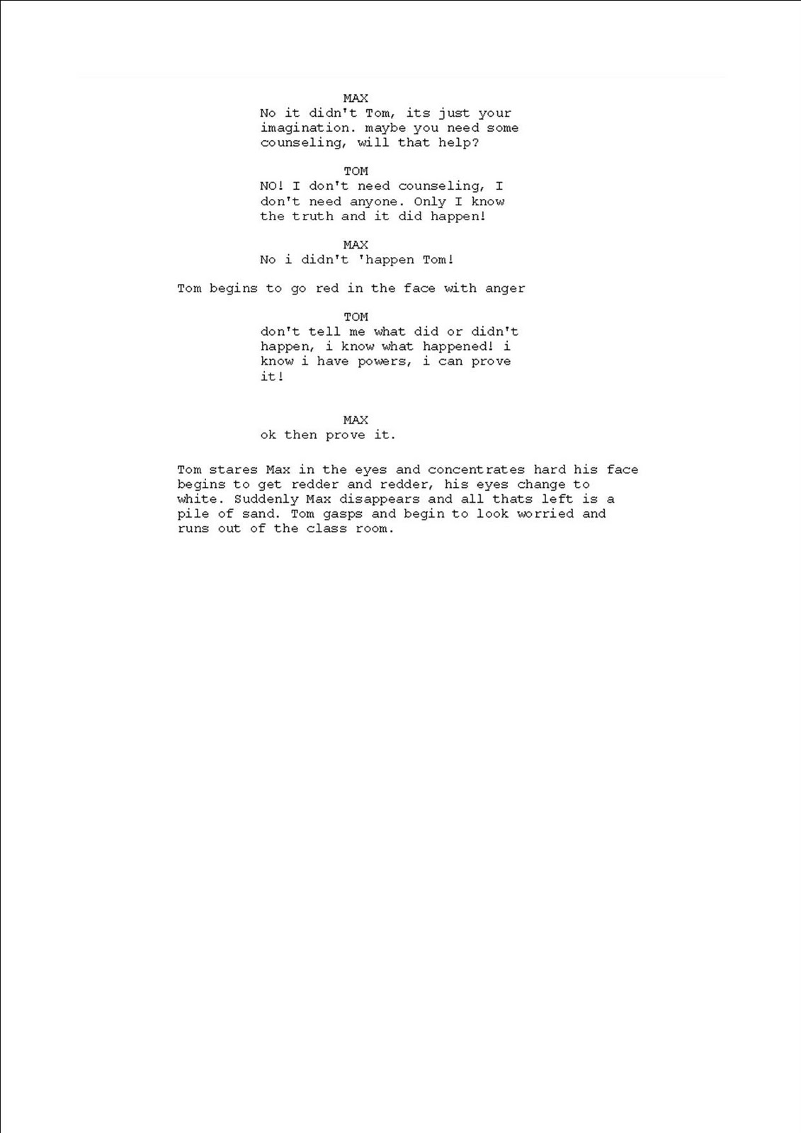 Vanessa Hartney BTEC Media Assignment IG2: My First Draft Script