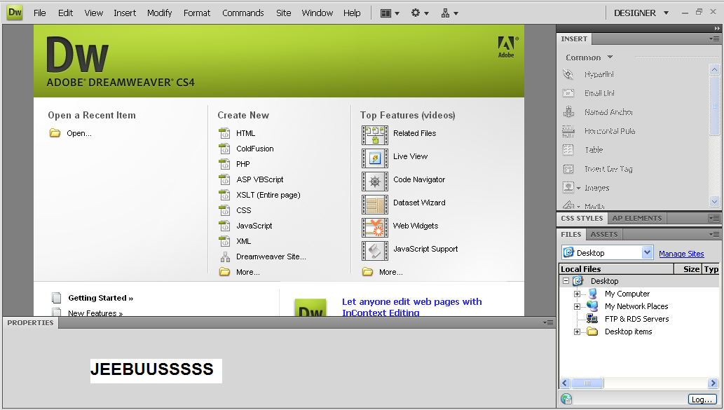 Adobe Dreamweaver CS4 portable - sisuncute