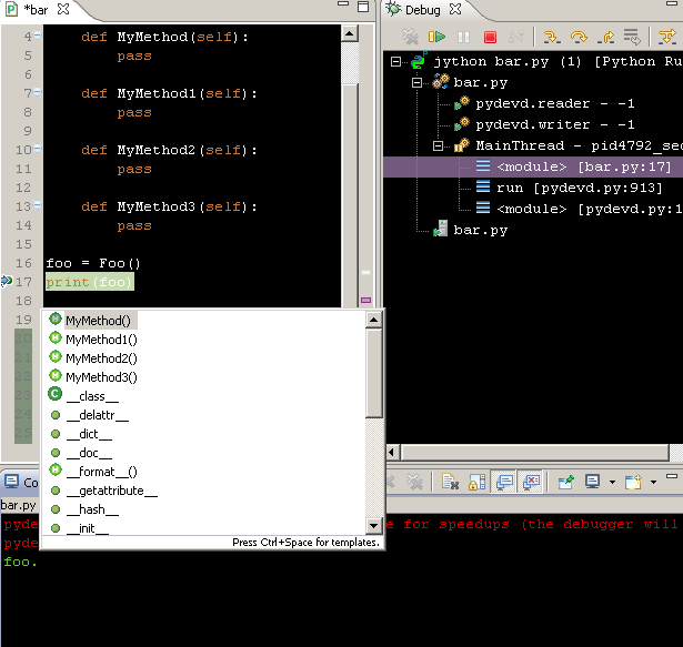 PyDev adventures: Code-completion in debugger (Pydev 1.6.0: testers needed)