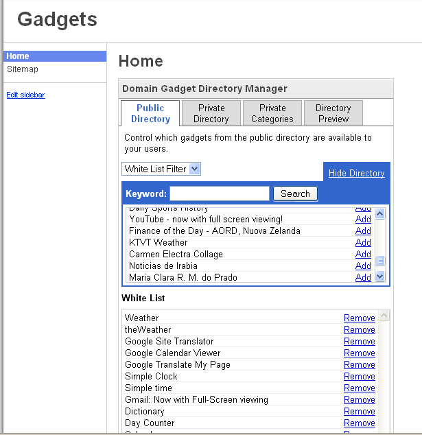 Domain Gadget Directory Manager (DGDM) - Keeping your Google Sites Clean