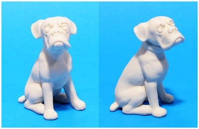 Blue Witch Unpainted Ceramic Figurine: Boxer Uncrop Ears