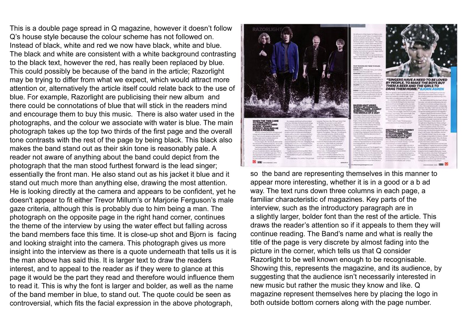 BeccaWhitmore ASMedia Coursework: Q Magazine Analysis - Double Page Spread