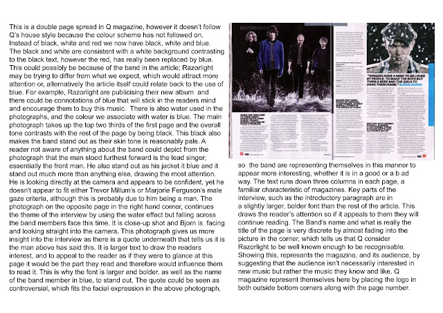 BeccaWhitmore ASMedia Coursework: Q Magazine Analysis - Double Page Spread