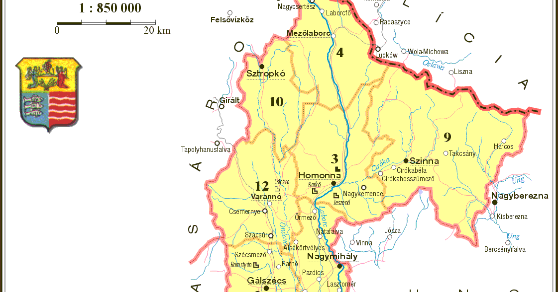MAPY UHORSKA A SLOVENSKA: Mapa Zemplínskej župy 1912