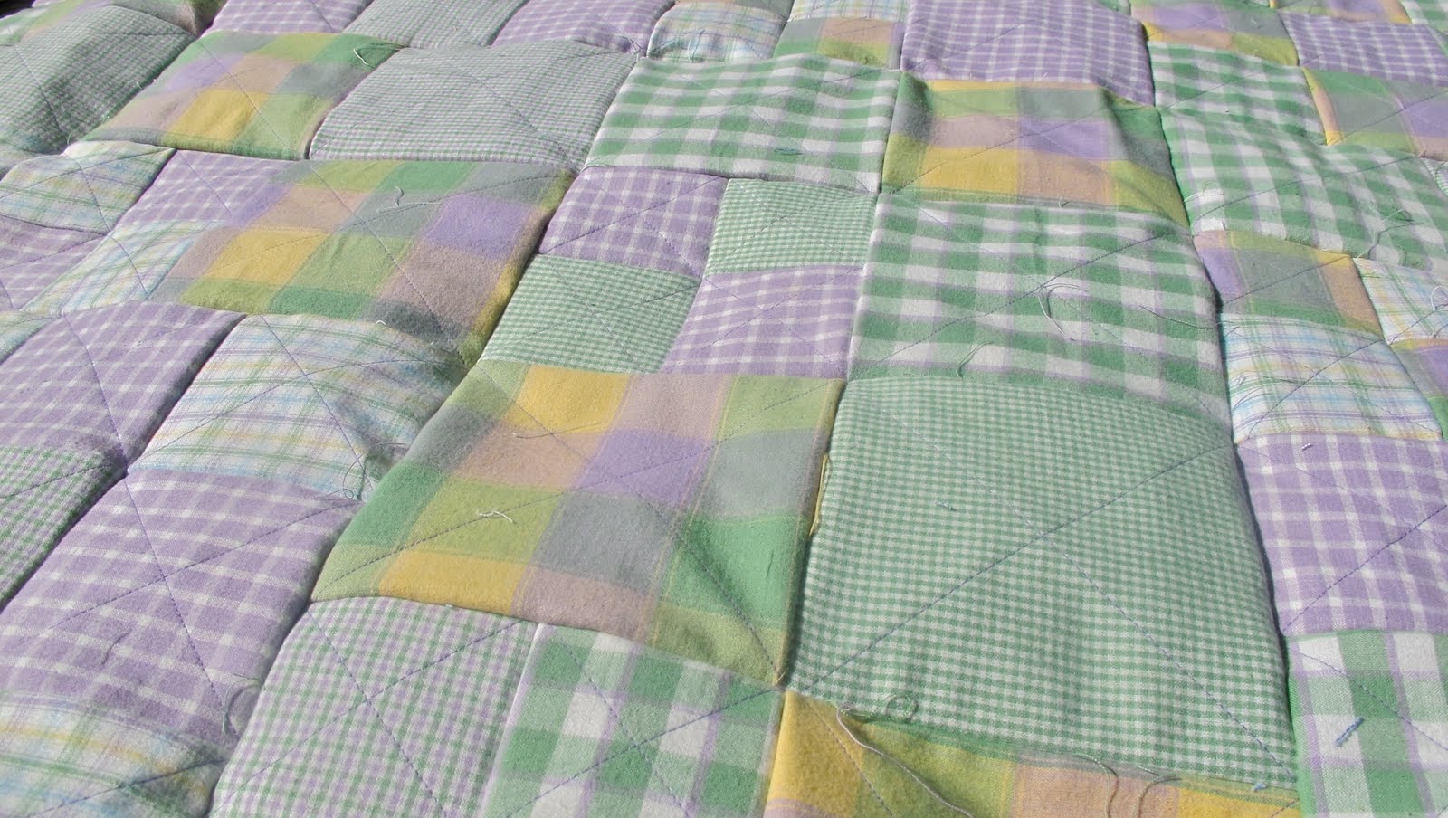 Quiltin' Jenny: Green...and Purple, too! My Recycled Quilt