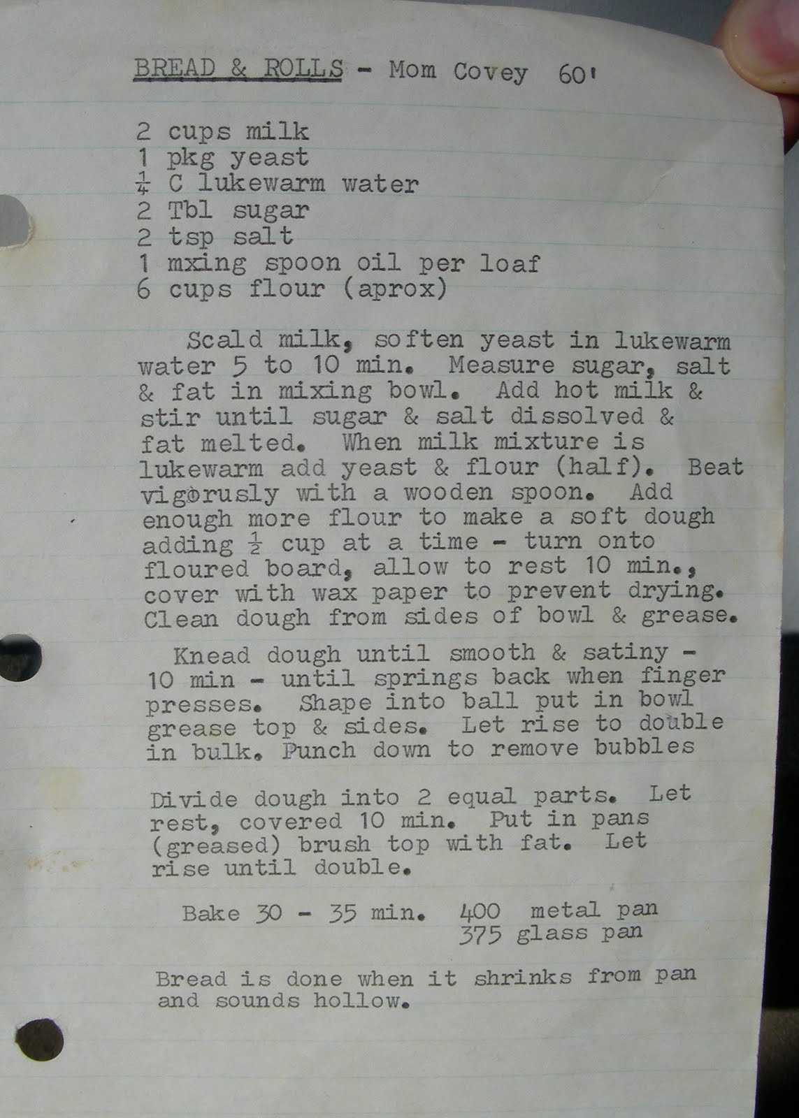 Susan Can Cook: My Family's Recipes - Grandma Grace's Bread & Rolls