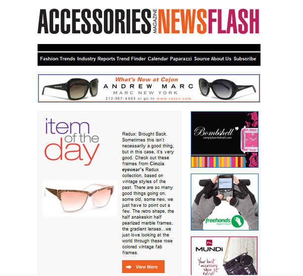 Cinzia Designs: Accessories Magazine: Item of the Day