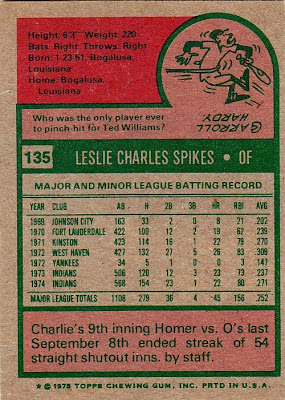 1975 Topps (it's far out, man): #135 - Charlie Spikes