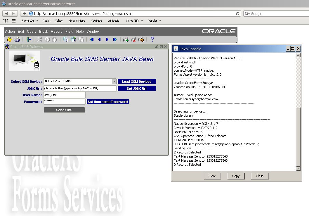 Qamar S Blog Send Sms From Oracle Forms Through Usb Connected Gsm Devices
