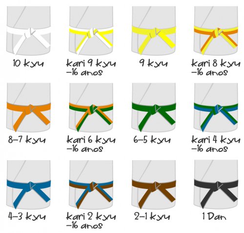 Karate Shotokan: Cor das Faixas de Karate
