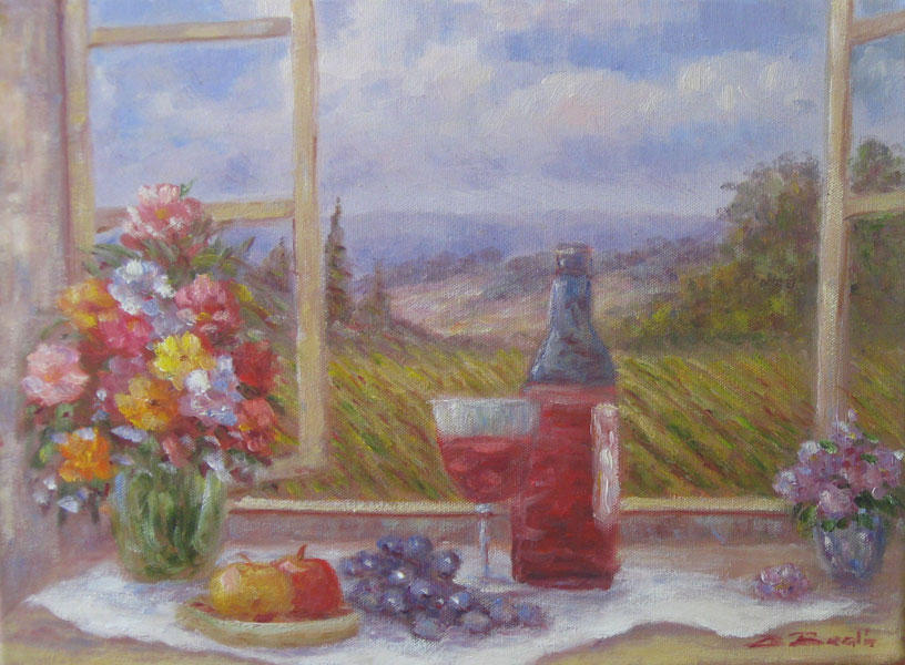 Red Baiduri: Landscape Painting by BELA BODO