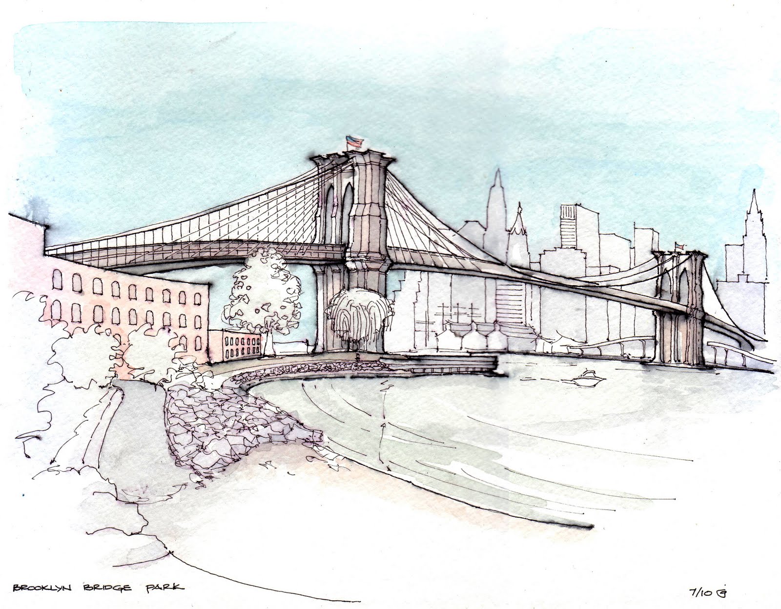 Park Slope Sketch: Brooklyn Bridge Park